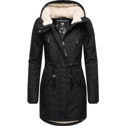 Wintermantel Ragwear "Wintermantel Elsie", Damen, Gr. XXL, schwarz (schwarz22), Obermaterial: 65% Polyester PES. 35% Baumwolle CO. Obermaterial: Futter: 100% Polyester PES. 100% Polyester PES., M&auml;ntel Wintermantel