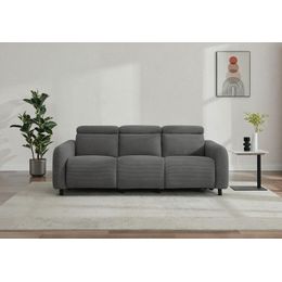 3-Sitzer OTTO HOME "SKAANE Cord-Sofa, 229 cm, manuelle u. elektrische Relaxfunktion", grau (anthrazit), B:229cm H:100cm T:100cm, 100% Polyester, Sofas, Relax-Funktion in 2 Sitzen, Kopfteilverstellung, Federkernpolsterung