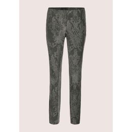 Madeleine Mode Leggings MADELEINE "Schlupfhose Komfortable Damenhose mit Allover-Print", Damen, Gr. 36, N-Gr, grau (bleigrau), Obermaterial: 97% Baumwolle CO. 3% Elasthan EL., Hosen Leggings