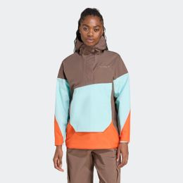 Outdoorjacke adidas terrex "W XP 2.5 ANORAK", Damen, Gr. L, orange (earth strata, semi flash aqua, semi impact orange), Obermaterial: 100% Polyester, Jacken Outdoorjacke