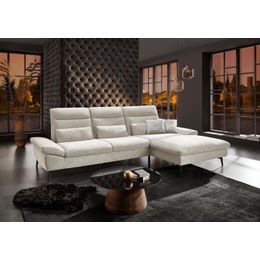 Ecksofa Hukla "HU-HP22156 L-Form", beige (cyber natur), B:309cm H:103cm T:193cm, 100% recyceltes Polyester, Sofas, Ecksofa, inkl. Kopfpolsterverstellung, optional mit Sitztiefenverstellung