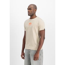 T-Shirt Alpha Industries "Basic T-Shirt ML", Herren, Gr. L, beige (organic beige), Obermaterial: 100% Baumwolle, Shirts T-Shirt