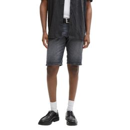 Jeansshorts Tom Tailor Denim "PIERS", Herren, Gr. S, N-Gr, used mid stone schwarz denim, Denim/Jeans, Obermaterial: 99% Baumwolle, 1% Elasthan. Futter: 65% Polyester, 35% Baumwolle, unifarben, regular fit kniefrei, Jeans Jeansshorts, im Five-Pocket Style