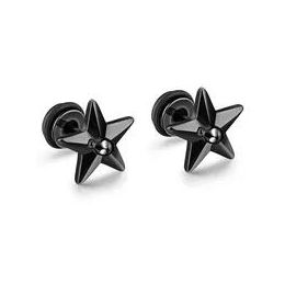 Paar Ohrstecker Firetti "Schmuck Geschenk Ohrschmuck Fake Plug Star", grau (schwarz, edelstahlfarben), Ohrringe, Damen, 6,3mm, Edelstahl