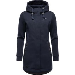 Kapuzensweatjacke Ragwear "Sweatjacke Letti Bonded", Damen, Gr. 3XL, blau (navy), Obermaterial: 100% Polyester PES. Futter: 100% Polyester PES., Jacken Kapuzensweatjacke
