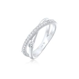 Silberring Elli "Ring Wickelring X Glamour 925 Silber, mit Kristallen von Swarovski" Gr. 54, silber, Fingerringe, Damen, 54, Silber 925 (Sterlingsilber), Silberring