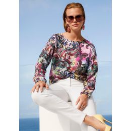 Madeleine Mode Langarmbluse MADELEINE "Blusenshirt Druckbluse mit Paisley-Muster", Damen, Gr. 46, bunt (multicolor, gemustert), Obermaterial: 100% Viskose CV., Modern, figurumspielend, Blusen Langarmbluse, Statement-Print