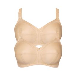B&uuml;gelloser BH LISCA "2er Pack BH ohne B&uuml;gel Mirelas", Damen, Gr. 90, Cup D, beige, Obermaterial: 55% Polyamid PA. 25% Elasthan EL. 20% Baumwolle CO., BHs B&uuml;gelloser BH