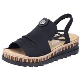Plateausandale Rieker, Damen, Gr. 36, schwarz, Nubuklederimitat, Schuhe Plateausandale, Sommerschuh, Sandalette, modisches Plateau