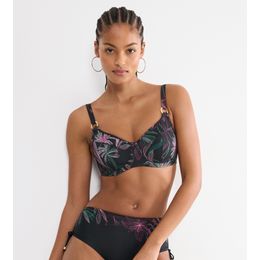 B&uuml;gel-Bikini-Top Triumph "Summer Tropics W 01", Damen, Gr. 46, Cup F, schwarz combination, Microfaser, Obermaterial: 55% Polyamid, 45% Elasthan, Bikini-Oberteile B&uuml;gel-Bikini-Top, Minimizer - verkleinert die Brust optisch um eine Cup-Gr&ouml;&szlig;e