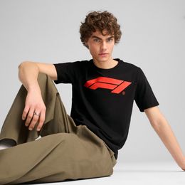 T-Shirt Puma "F1 ESS LOGO TEE 180G", Herren, Gr. L, schwarz (Puma schwarz), Jersey, Obermaterial: 100% Baumwolle, unifarben, regular fit normal, Rundhals, Shirts T-Shirt, Regular Fit, Kurzarm, f&uuml;r Motorsport-Fans, mit Rundhalsausschnitt