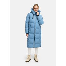 Winterjacke Marikoo "Marikoo Tikoraa Damen lange Winterjacke Steppjacke N102", Damen, Gr. L, blau (powder blau), Obermaterial: 100% Polyester PES., Jacken Winterjacke