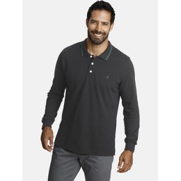 Langarm-Poloshirt Jan Vanderstorm "Langarm-Poloshirt ELLIS", Herren, Gr. XL, grau (dunkelgrau), Obermaterial: 70% Baumwolle CO. 30% Polyester COOLMAX PES(Coolmax)., Shirts Langarm-Poloshirt