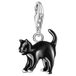 Charm-Einh&auml;nger Thomas Sabo "Schwarze Katze", silber (silberfarben, schwarz), Charms, Damen, Silber 925 (recycelt)
