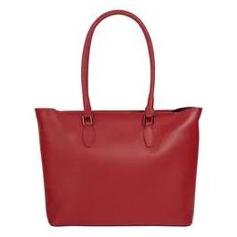 Shopper CLUTY, Damen, Gr. B/H/T: 40cm x 30cm x 12cm onesize, rot, Leder, leicht gl&auml;nzend, unifarben, Taschen Shopper, echt Leder, Made in Italy