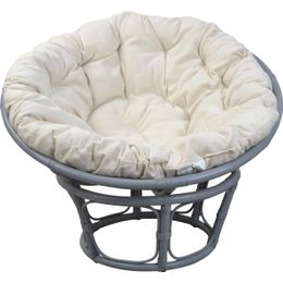 Relaxsessel Home Affaire, grau (grau, kissen creme), B:100cm H:60cm T:100cm, Sessel, Relaxsessel, Handgeflochten