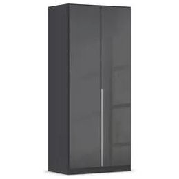 Dreht&uuml;renschrank OTTO HOME "Kleiderschrank Kleiderschr&auml;nke Schrank Garderobe AGORDO mit Glasfront", grau (graumetallic, glas basalt), B:91cm H:210cm T:54cm, Holzwerkstoff, Schr&auml;nke, Dreht&uuml;renschrank, durchdachte Innenausstattung, in 8 Breiten und 2 H&ouml;hen MADE IN GERMANY
