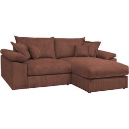 Ecksofa Home Affaire "Soft&Cosy XL L-Form, B: 246 cm - OTTO. Verl&auml;ssliche Qualit&auml;t.", terracota, B:246cm T:187cm, 100% Polyester, Sofas, Ecksofa, Mega-Sofa, Cord oder Chenille-Struktur, mit Federkern & 4 Zierkissen
