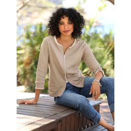 Shirtjacke Heine "Shirtjacke", Damen, Gr. 36, schlamm, 100% Baumwolle, unifarben, Rundhals, Shirts Shirtjacke