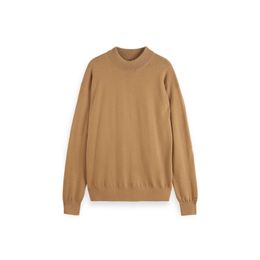 Scotch & Soda Sweatshirt SCOTCH & SODA "Strickpullover CORE - DROPPED SHOULDER MOCK NECK PULLOVER", Herren, Gr. M, braun (hellbraun), Obermaterial: 55% Polyester PES. 30% Wolle mw. 15% Nylon NY., Sweatshirts Sweatshirt