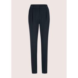 Madeleine Mode Bundfaltenhose MADELEINE "Chinohose Konische Businesshose mit Stretch-Komfort", Damen, Gr. 18, N + K Gr, blau (marine), Obermaterial: 62% Polyester PES. 32% Viskose CV. 6% Elasthan EL., Hosen Bundfaltenhose