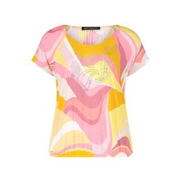 T-Shirt Betty Barclay "Printshirt mit Gummizug", Damen, Gr. 36, bunt (ros&eacute;, gelb), Obermaterial: 95% Viskose CV. 5% Elasthan EL., Shirts T-Shirt