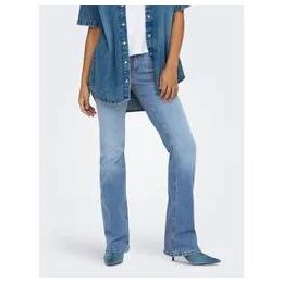 Skinny-fit-Jeans Only "ONLBLUSH MW BACK POCK FLA TAI222 DNMNOOS", Damen, Gr. L (40), L&auml;nge 30, blau (medium blau denim), Denim/Jeans, Obermaterial: 92% Baumwolle, 6% Elastomultiester, 2% Elasthan, unifarben, skinny fit, Jeans