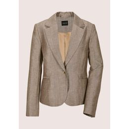 Madeleine Mode Jackenblazer MADELEINE "Blazer Eleganter Kurzblazer mit Reverskragen", Damen, Gr. 42, beige (taupe, melange), Obermaterial: 52% Leinen LI. 48% Wolle mw., Modern, gerade, Blazer Jackenblazer, &Auml;rmelschlitz