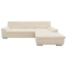 Ecksofa DOMO collection "Treviso viele Bez&uuml;ge, auch in Cord, L-Form, B/T/H: 267/80/83 cm", beige (creme), B:267cm H:83cm T:178cm, 100% Polyester, Sofas, Ecksofa, mit Bettfunktion, inkl. Zierkissen, Unser Dauertiefpreis