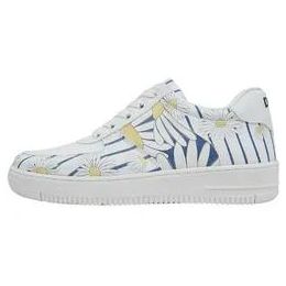 Sneaker DOGO "Dice Low-Top Sneaker Daisy Stripes Damen Sneaker, Dice Low-Top", Damen, Gr. 39, Normalschaft, blau (blau, wei&szlig;), Lederimitat, Schuhe Sneaker, Handgefertigt