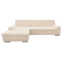 Ecksofa DOMO collection "Treviso viele Bez&uuml;ge, auch in Cord, L-Form, B/T/H: 267/80/83 cm", beige (creme), B:267cm H:83cm T:178cm, 100% Polyester, Sofas, Ecksofa, wahlw. mit Bettfunktion, inkl. Zierkissen, Unser Dauertiefpreis