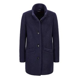 Langmantel GOLDNER "Kurzgr&ouml;&szlig;e Stepp-Winterjacke mit Kapuze", Damen, Gr. 23, blau (marine), Obermaterial: 50% Polyester PES. 50% Wolle mw., figurumspielend, M&auml;ntel Langmantel, Mit hochwertigem Twillfutter
