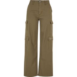 Cargohose Karl Kani "Karl Kani Damen", Damen, Gr. L, US-Gr&ouml;&szlig;en, olive, 100% Baumwolle, loose fit, Hosen Cargohose