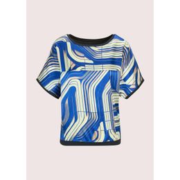 Madeleine Mode Kurzarmshirt MADELEINE "Blusentop Elegantes Oberteil mit Grafik-Print", Damen, Gr. 46, blau (royal, multicolor), Obermaterial: 95% Viskose CV. 5% Elasthan EL., Modern, Shirts Kurzarmshirt