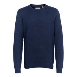 Strickfleece-Pullover Blend "Strickpullover BHREDHILL CREW NECK KNIT NOOS", Damen, Gr. L, blau (marineblaus), Obermaterial: 100% Baumwolle CO., Pullover Strickfleece-Pullover