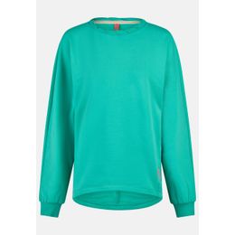Langarmshirt SALZHAUT "Longsleeve AVER", Damen, Gr. L, blau (lagoon), Obermaterial: 95% Baumwolle CO. 5% Elasthan EL., Shirts Langarmshirt