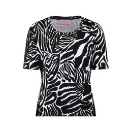 T-Shirt Betty Barclay "Basic Shirt mit Rippenstruktur", Damen, Gr. 40, bunt (schwarz, wei&szlig;), Obermaterial: 95% Baumwolle CO. 5% Elasthan EL., Shirts T-Shirt