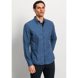 Businesshemd OLYMP "Casual", Herren, Gr. XXL, N-Gr, blau (marine), Web, Obermaterial: 100% Baumwolle, eingesetzt Manschette, Hemden Businesshemd, im modischem, kelinen Hahnentrittdessin