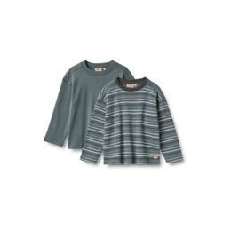 Longsleeve Wheat "Wheat 2 T-Shirt L/S Hans", M&auml;dchen, Gr. 122, blau multi stripe, 100% Baumwolle, gestreift, normal, Rundhals, Shirts