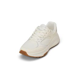 Marc O'Polo Sneaker MARC O'POLO "aus Rindleder mit Mesh-Einsatz", Damen, Gr. 41, wei&szlig; cotton, Obermaterial: 80% Leder (Rind), 20% Polyester, unifarben, Schuhe Sneaker