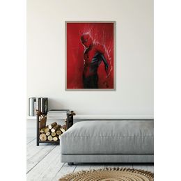 Wandbild Komar "Marvel Spider-Man Through the Spider Web", rot (farbe bild(er): rot), Disney, 1 Stk., Vlies, Bilder, Wandbild, 30 x 40 cm (Breite x H&ouml;he) - Kinderzimmer, Dekoration
