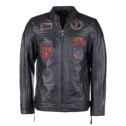 Lederjacke Top Gun "Lederjacke TGJ1005", Herren, Gr. S, schwarz (schwarz, schwarz), Obermaterial: 100% Lammleder LEL. Futter: 100% Baumwolle CO., Jacken Lederjacke