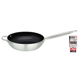 Wok ELO "Wokpfanne 28cm Bistro Line", silber (silberfarben, schwarz), H:7,5cm L:56cm &Oslash;:28cm, Pfannen, Wok, langer, handlicher Edelstahl Profi Griff, &Oslash; 28 cm, Induktion