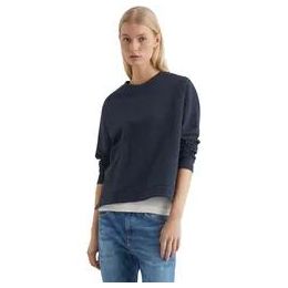 Marc O'Polo Sweatshirt MARC O'POLO DENIM "aus Organic Cotton", Damen, Gr. XS, blau (navy teal), Obermaterial: 100% Baumwolle, unifarben, relaxed fit, Rundhals, Rippb&uuml;ndchen, Sweatshirts Sweatshirt