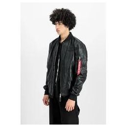 Lederjacke Alpha Industries "MA-1 VF Vegan Leather Light", Herren, Gr. S, schwarz, Obermaterial: 100% Polyurethan, Futter: 100% Polyester, Jacken
