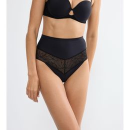 Slip Triumph "Comfort Contour Highwaist String", Damen, Gr. S, schwarz, Microtouch, Obermaterial: 58% Polyamid, 42% Elasthan, Unterhosen Slip, flache formende Spitze