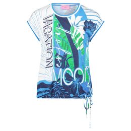 Print-Shirt Betty Barclay "Printshirt mit Tunnelzug", Damen, Gr. 42, blau (blau, wei&szlig;), Obermaterial: 50% Modal CMD. 50% Baumwolle CO., Shirts Print-Shirt