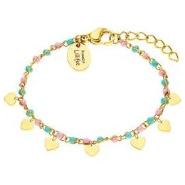 Armband Prinzessin Lillifee "Herzen", bunt (gelbgoldfarben, blau, rosa), Armb&auml;nder, M&auml;dchen, 14cm, Edelstahl, Armband