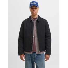 Jack & Jones Outdoorjacke JACK & JONES "JJEDOVER WORKER JACKET NOOS", Herren, Gr. M, schwarz, Web, Obermaterial: 100% Baumwolle, unifarben, regular fit normal, Jacken Outdoorjacke