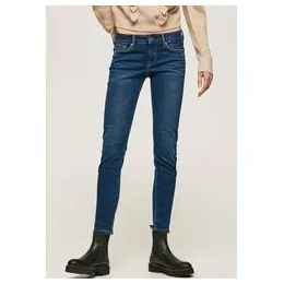 Skinny-fit-Jeans Pepe Jeans "SOHO", Damen, Gr. 29, L&auml;nge 28, blau (schwarz used worn), Denim/Jeans, Obermaterial: 84% Baumwolle, 14% Polyester, 2% Elasthan, skinny fit lang, Jeans, im 5-Pocket-Stil mit 1-Knopf Bund und Stretch-Anteil